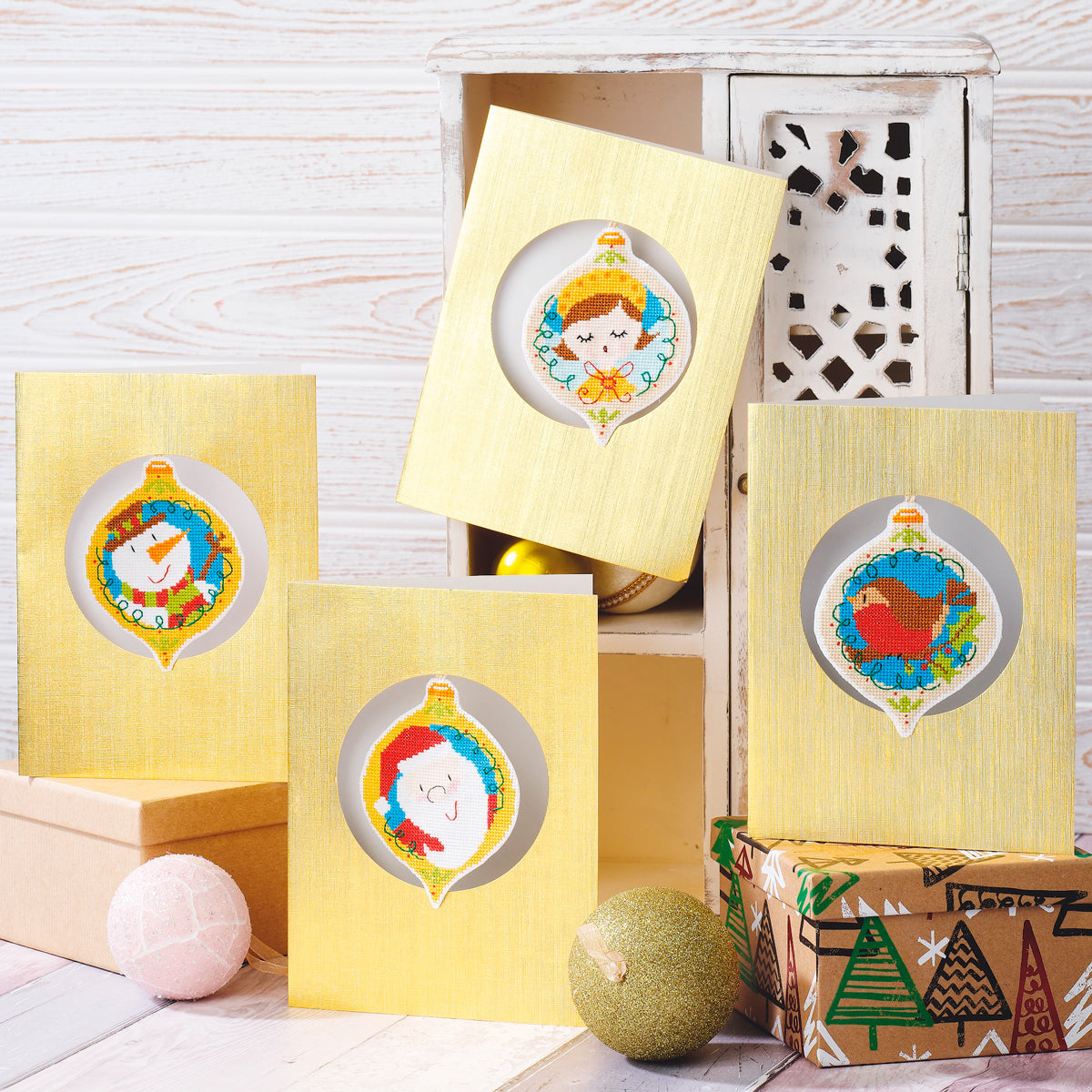 Bauble Decoration Cross Stitch Cards PDF Patterns – Gathered