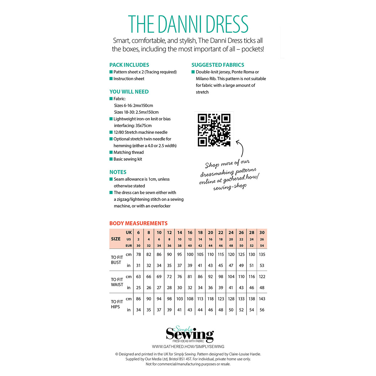 Danni Dress Sewing Pattern PDF – Gathered