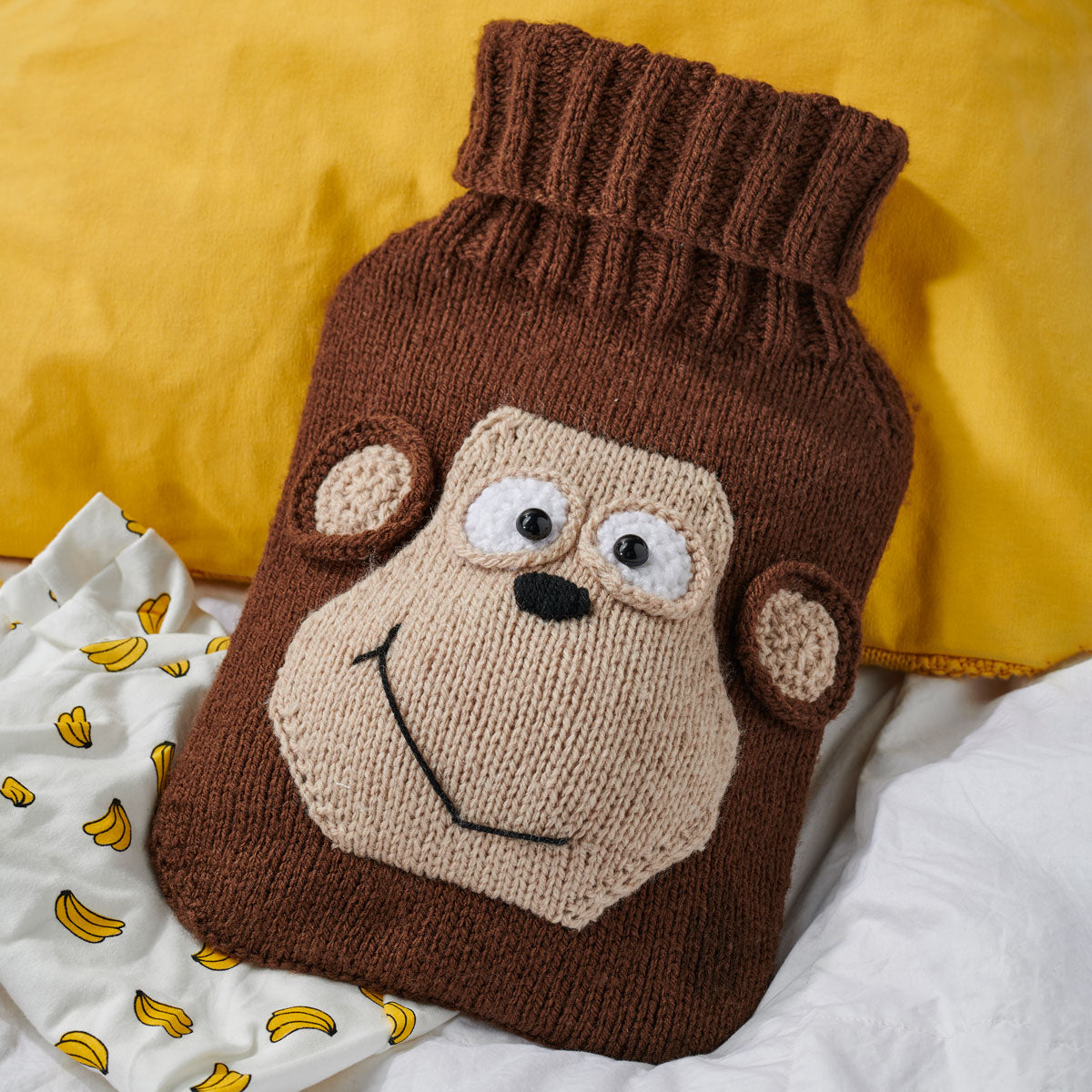 Monkey Hot Water Bottle Knitting Pattern PDF – Gathered