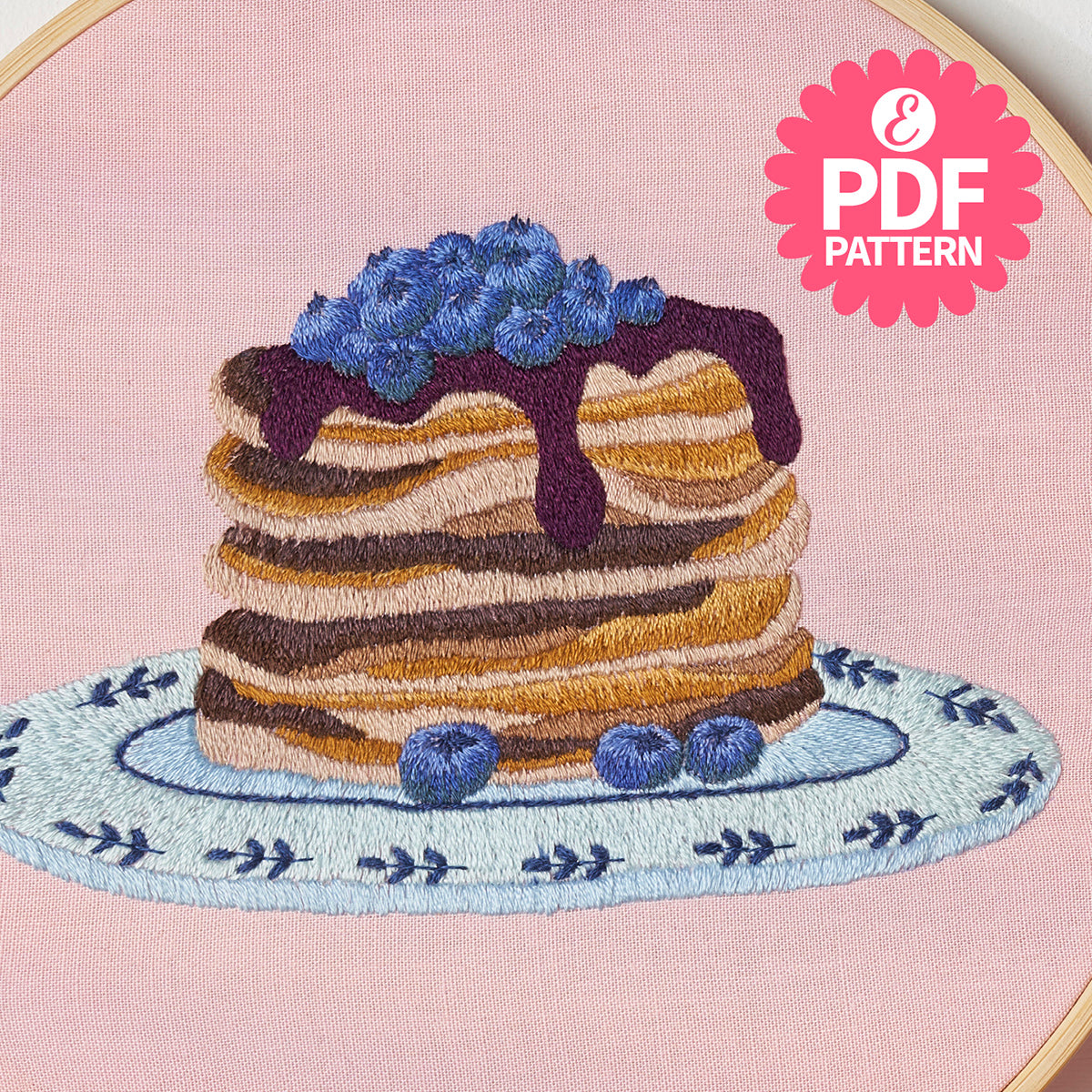 Pancake Stack Hoop Embroidery Pattern PDF – Gathered