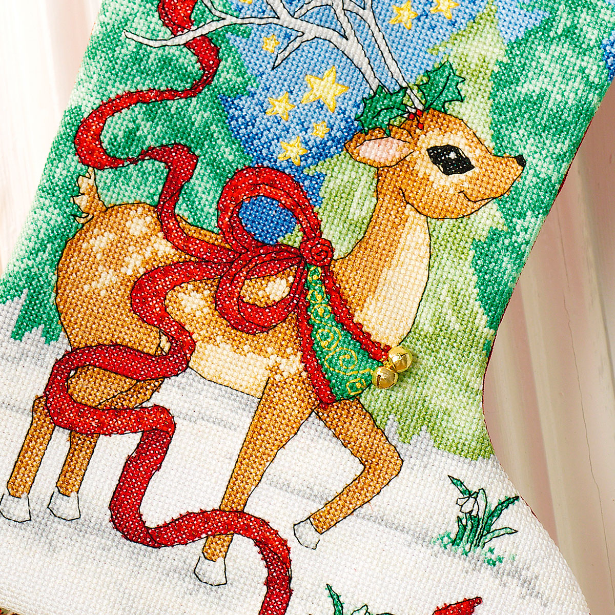 Reindeer Stocking Cross Stitch PDF Pattern – Gathered