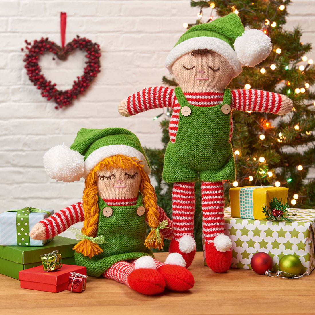 Rag Doll Christmas Elves Knitting Pattern PDF – Gathered