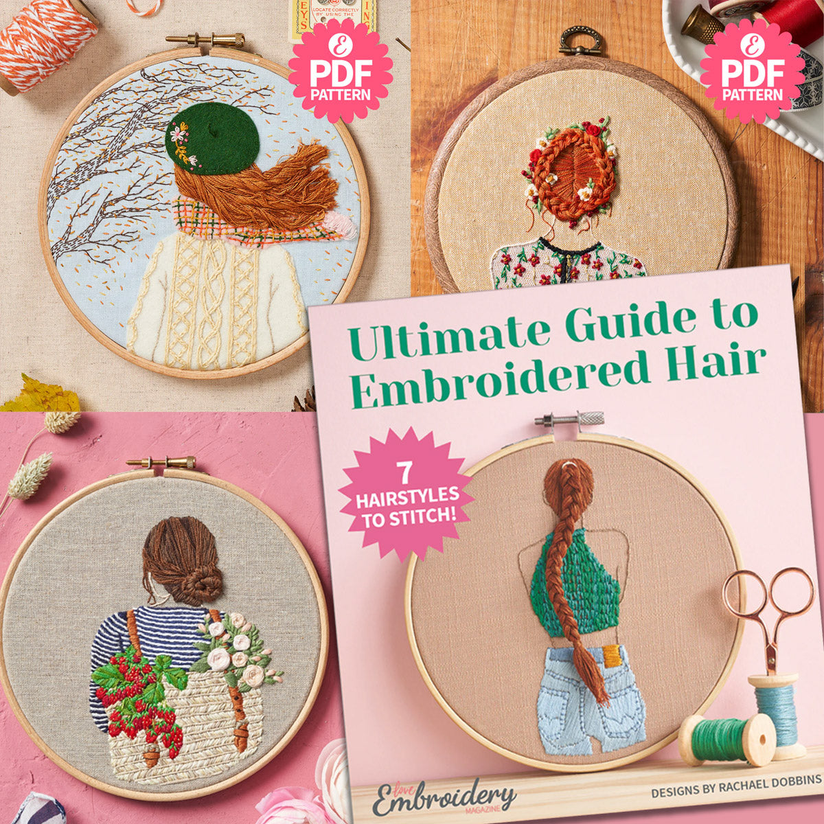 3D Embroidered Hair Pattern & ebook Bundle PDF – Gathered