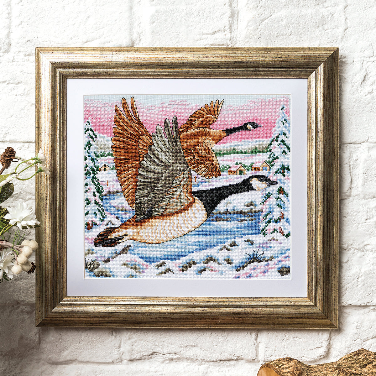 Migrating Canada Geese Scene Cross Stitch PDF Pattern – Gathered