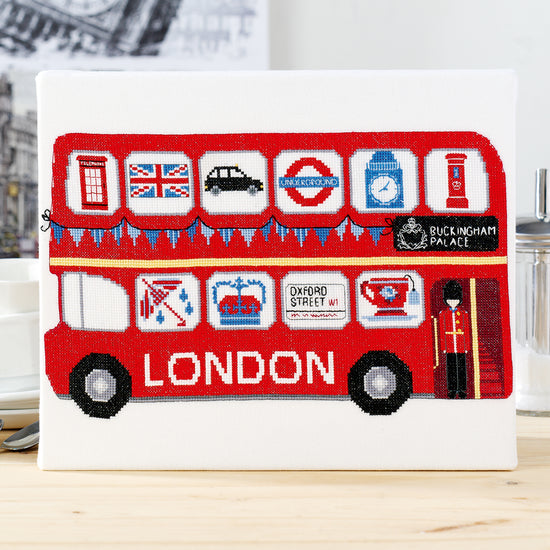 London Bus Cross Stitch PDF Pattern – Gathered