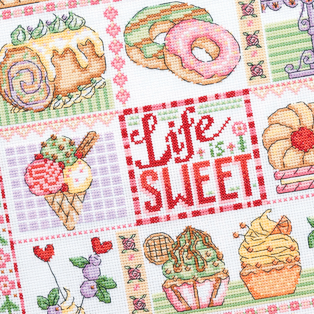 Life Is Sweet Sampler Cross Stitch PDF Pattern – Gathered